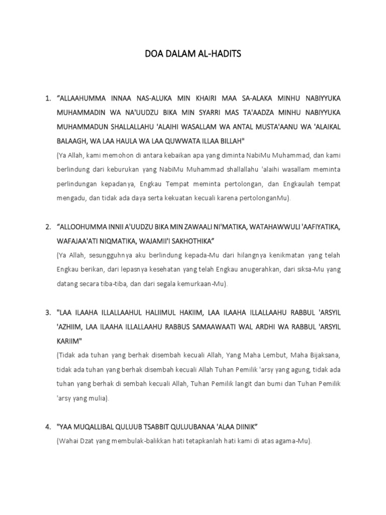 Doa Dalam Al-Hadist | PDF