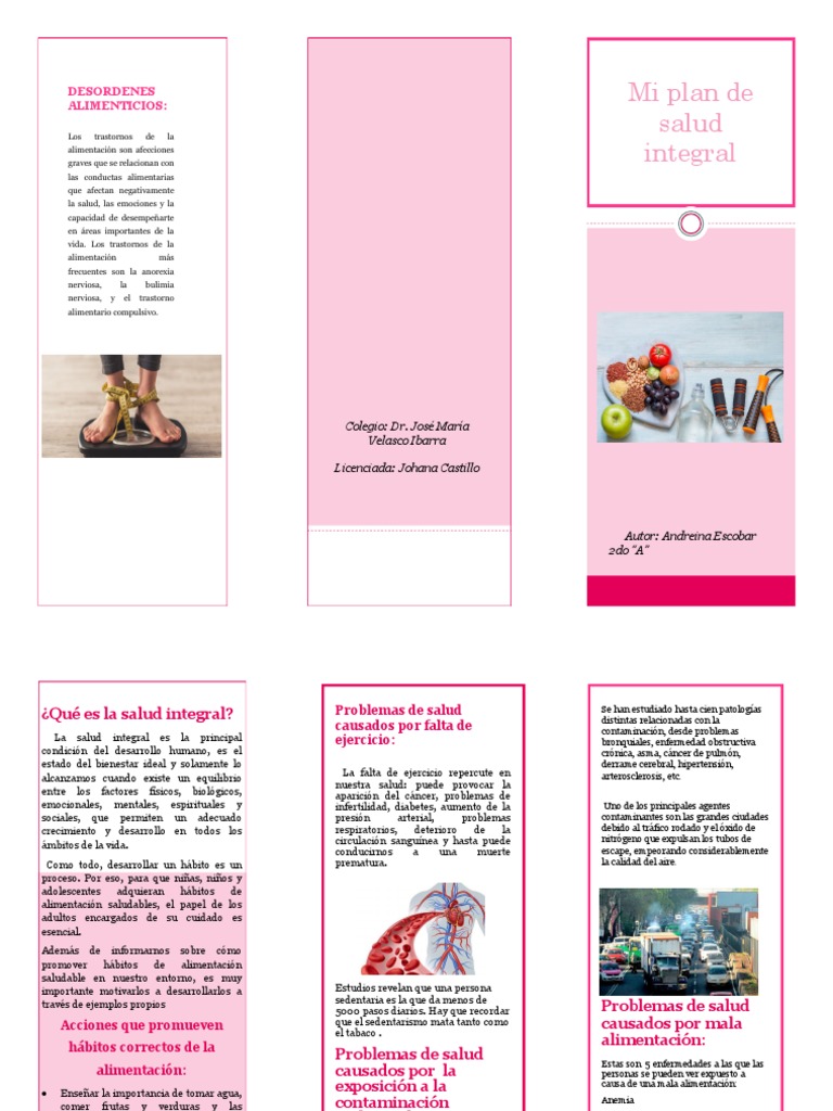 Triptico Salud Integral | PDF | Medicina | Enfermedades y trastornos