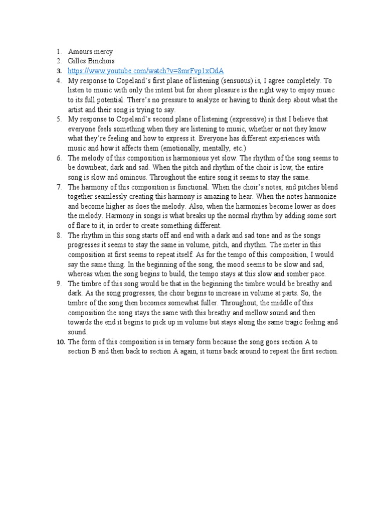 Active Listening Journal #3 | PDF | Pitch (Music) | Rhythm