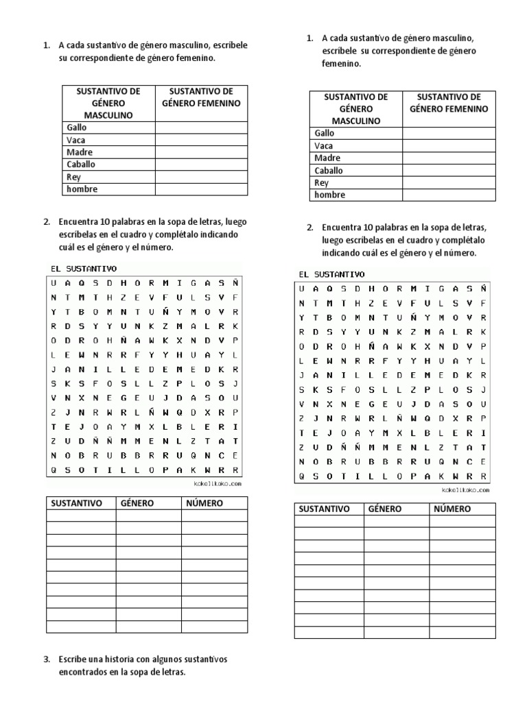 Sopa de Letras Sustantivos | PDF