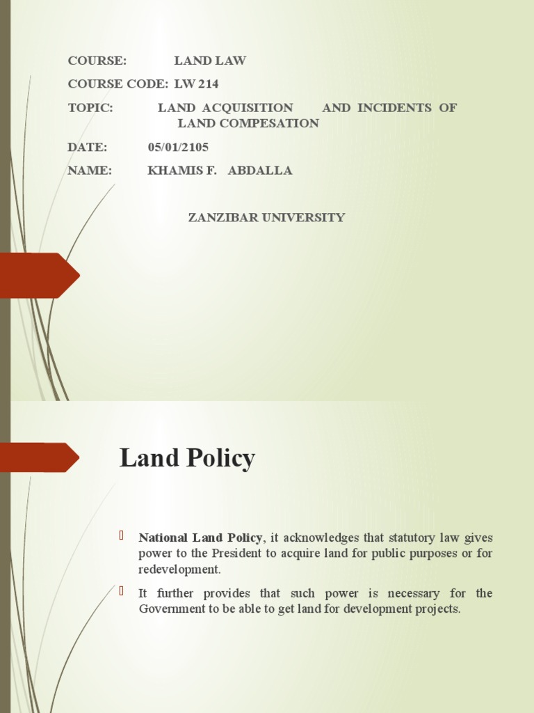 Land Acquisition and Compensation in Tanzania | PDF | Eminent Domain ...