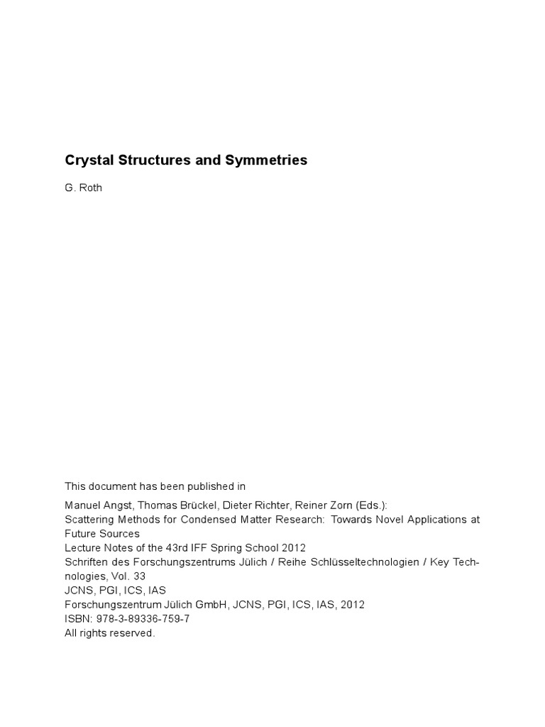 Crystal Structures and Symmetries | PDF | Crystal Structure ...