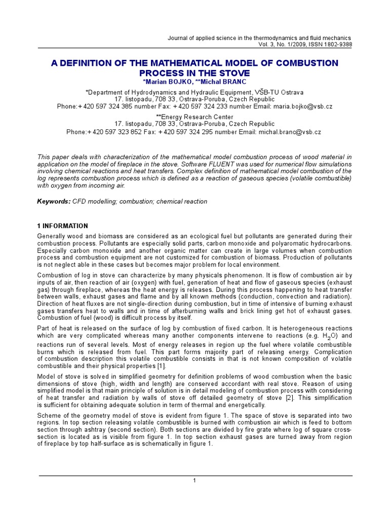 1901500bojko Branc A Definition of The Mathematical Model of Combustion ...