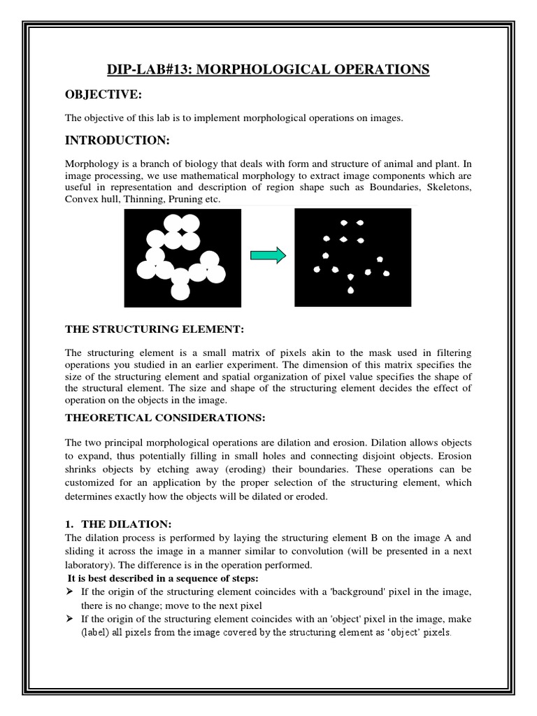 Dip-Lab#13: Morphological Operations: Objective | Download Free PDF | Image Processing | Graphics