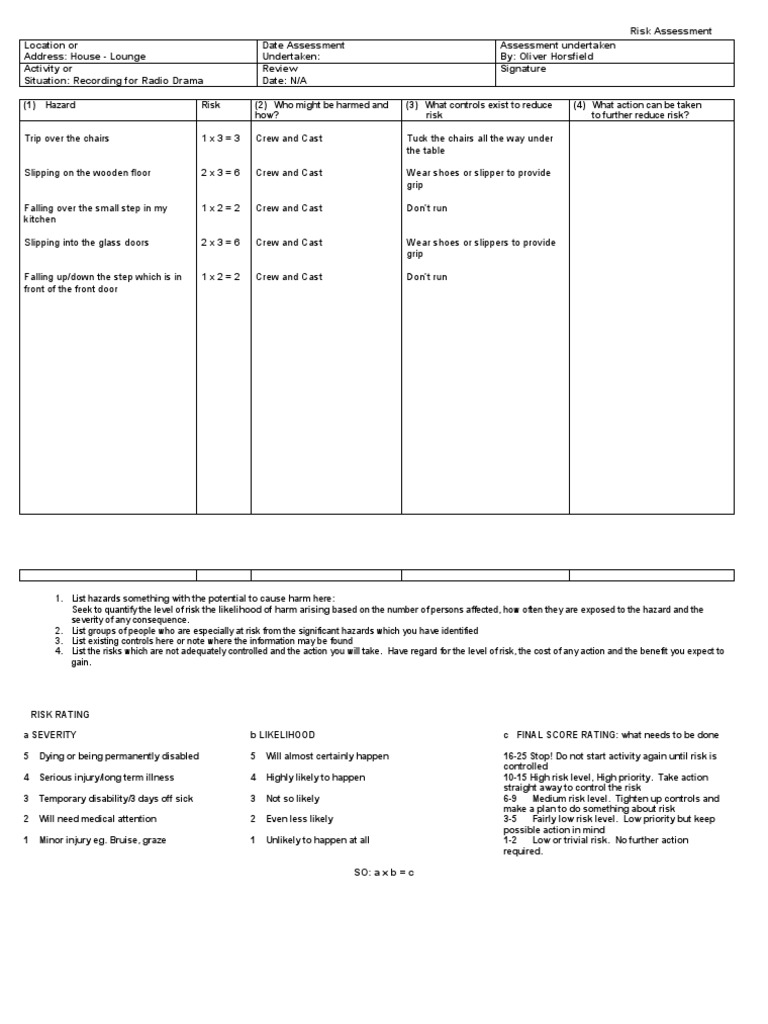 Risk Assessment (House) | PDF | Risk Assessment | Risk