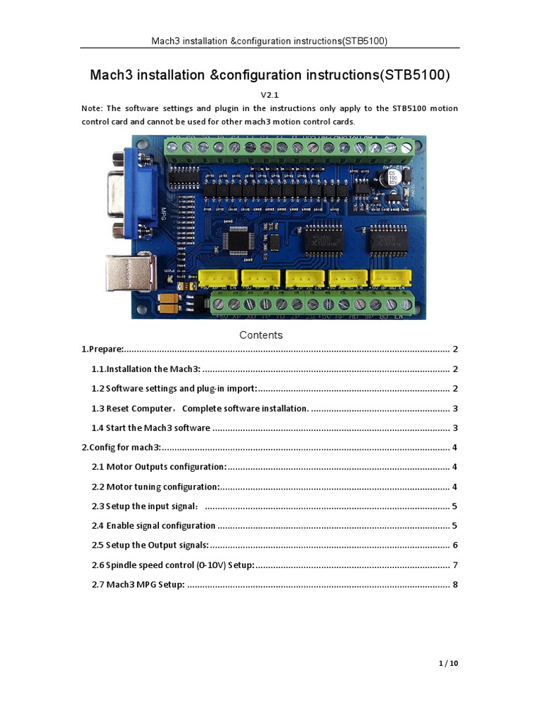 Mach3 Installation &configuration Instructions - STB5100 | PDF | Input ...