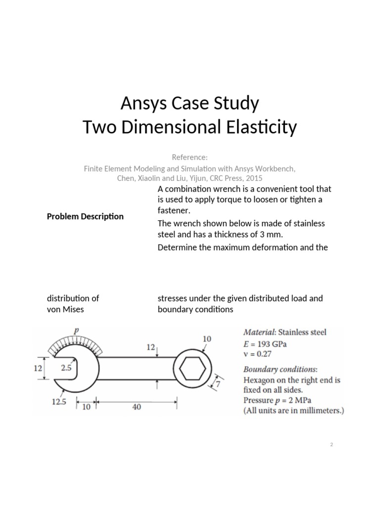 08 Ansys Case Study Two Dimensional Elasticity | PDF | Elasticity (Physics) | Deformation ...