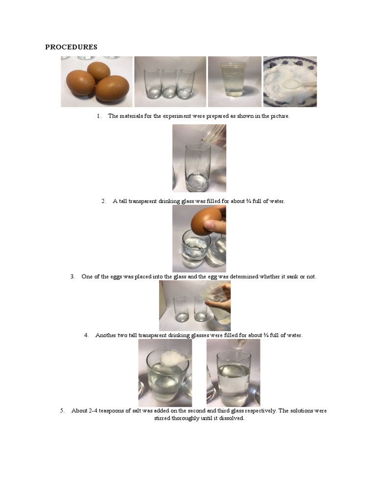Procedure Of The Floating Egg Experiment Pdf