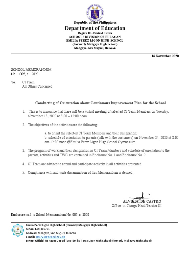Letter Head School Memo CIP | PDF