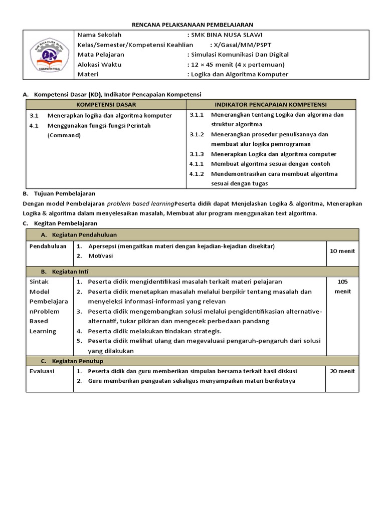 RPP Simulasi Komunikasi Digital SMK | PDF | Komputer
