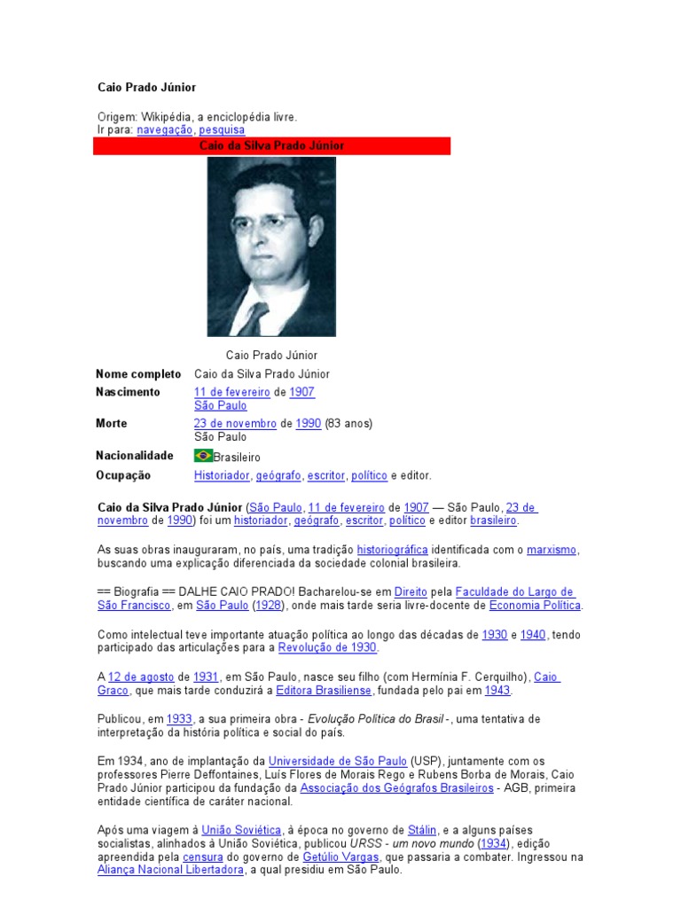 Caio da Silva Prado Júnior: Uma breve biografia do influente ...
