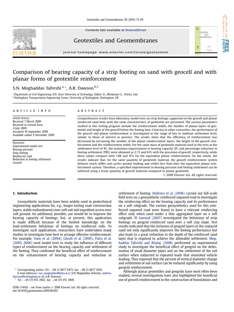 Comparison of Bearing Capacity of A Strip Footing On Sand With Geocell ...