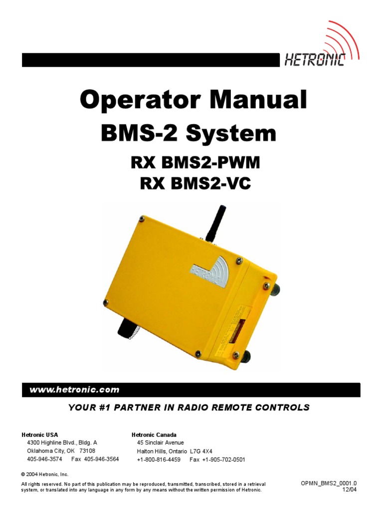 Operator Manual: BMS-2 System | PDF | Radio | Switch