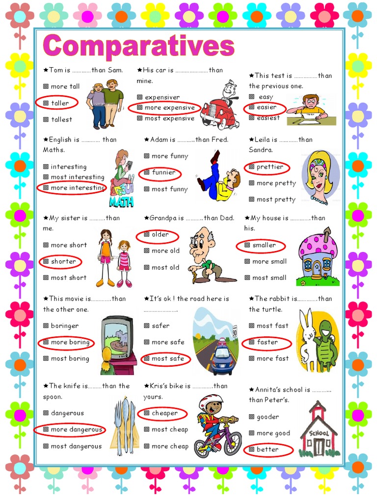 comparatives worksheet 2