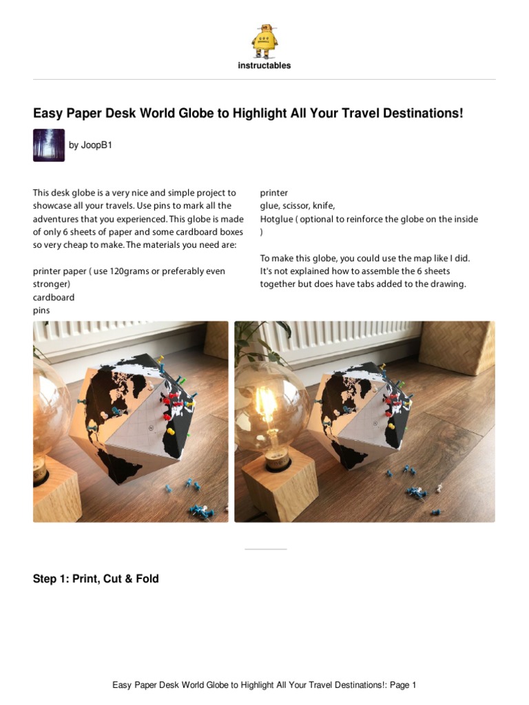Easy Paper Desk World Globe To Highlight All Your Travel Destinations ...