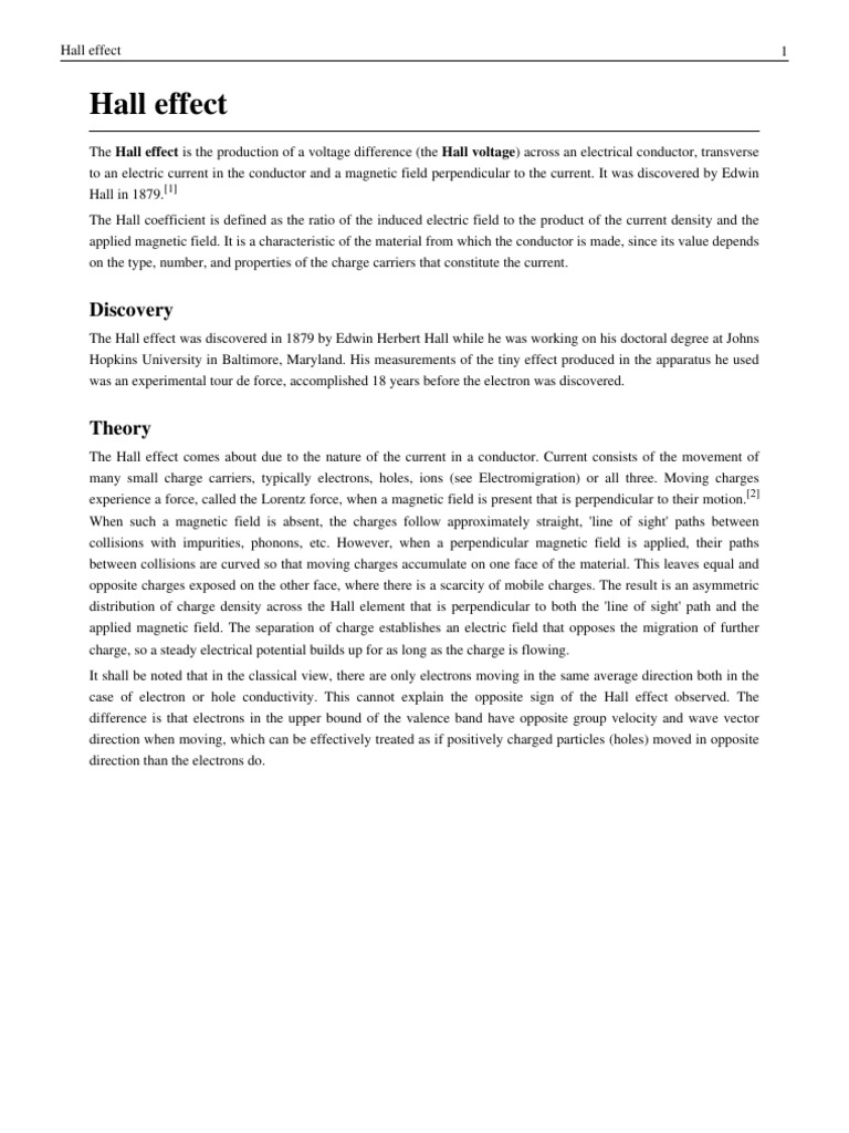 Hall Effect | PDF | Electric Current | Electrical Engineering