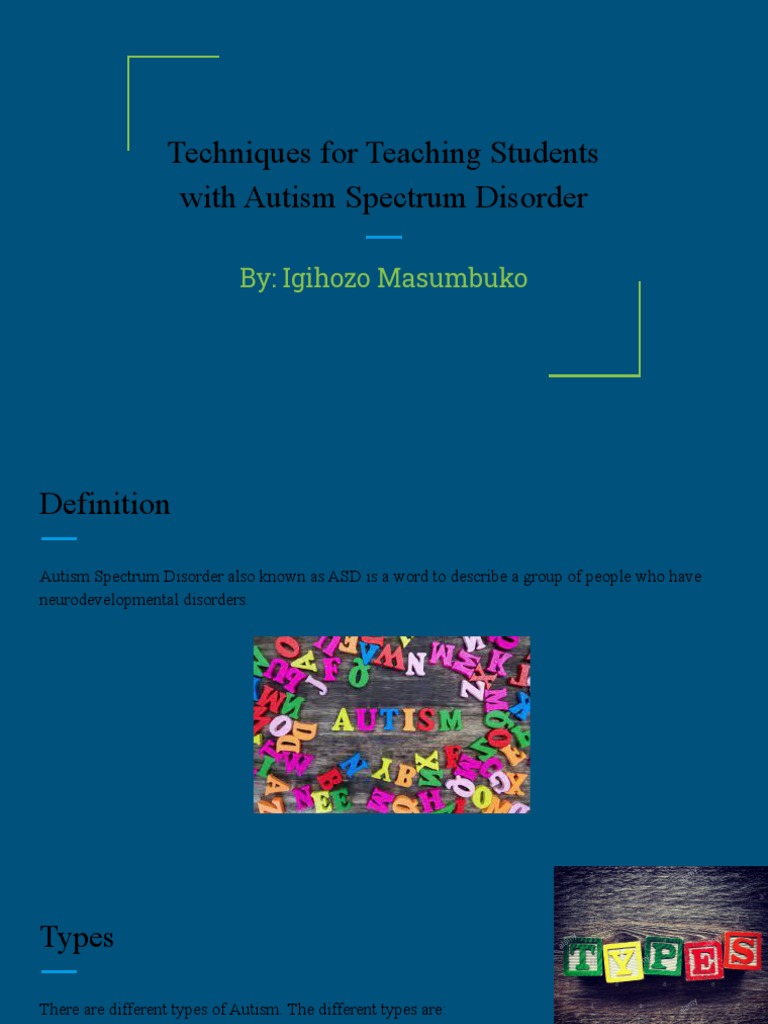 Techniques For Teaching Students With Autism Spectrum Disorder | PDF ...