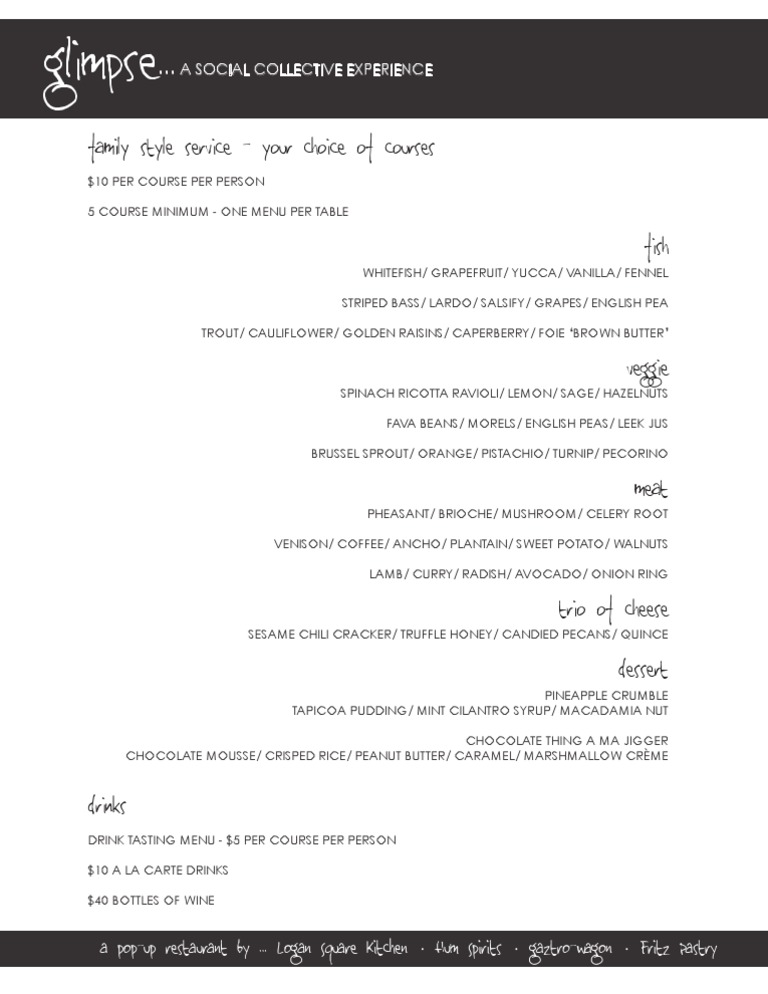 Pop-Up Restaurant Menu & Pricing Details | PDF
