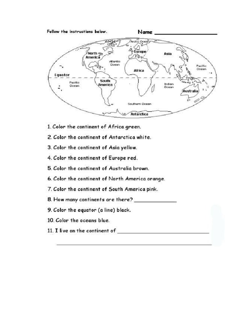 Continentes Inglês Pintar | PDF