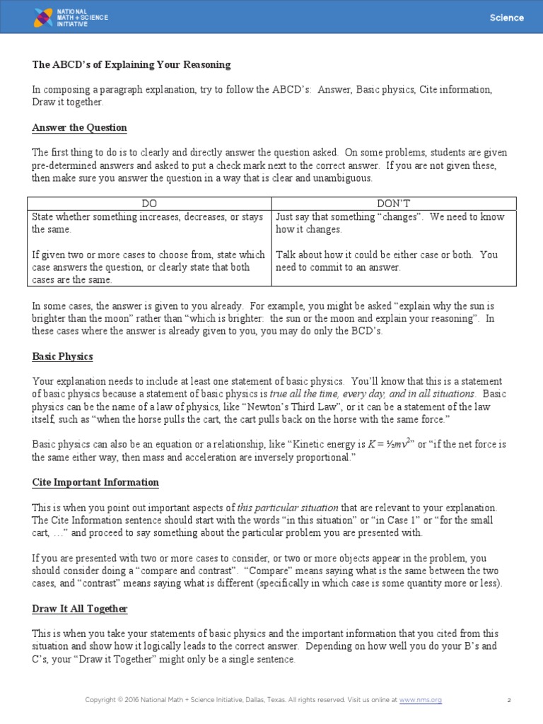 ABCD of Paragraph Response FRQ | PDF | Force | Physics