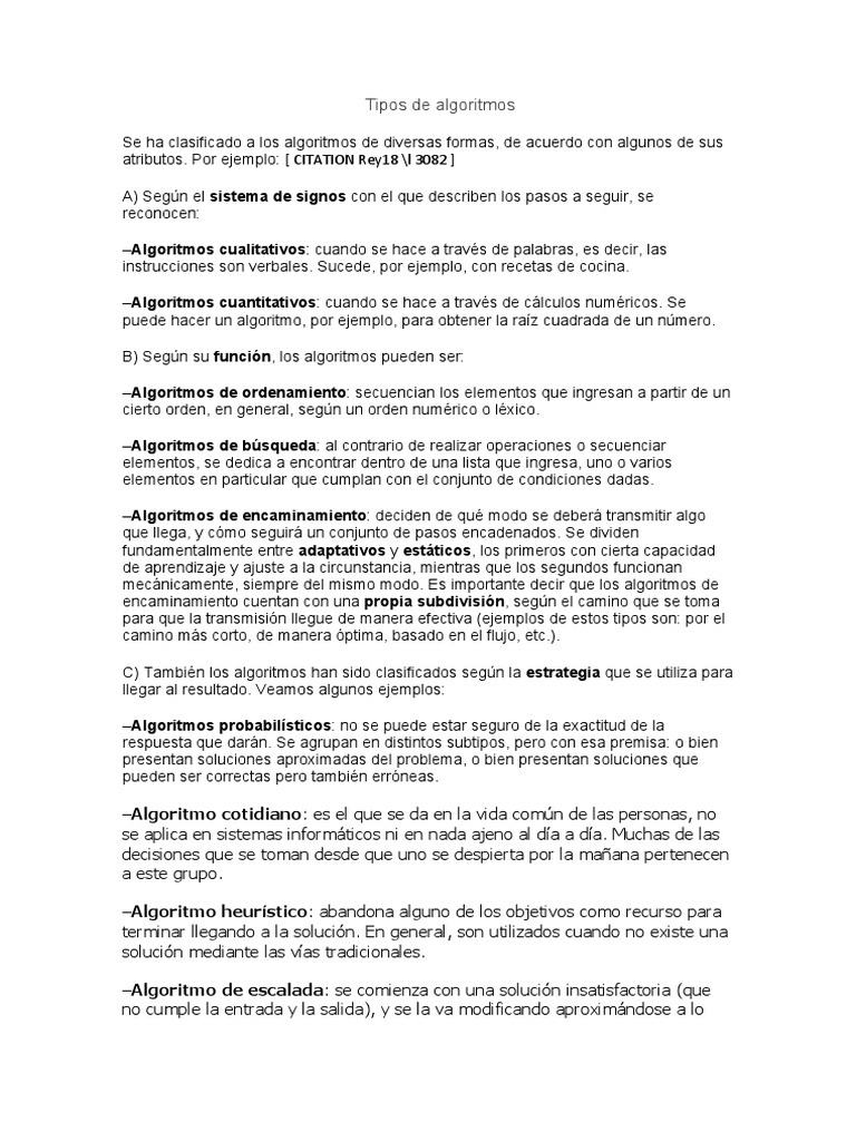 Tipos de Algoritmos | PDF | Algoritmos | Informática teórica