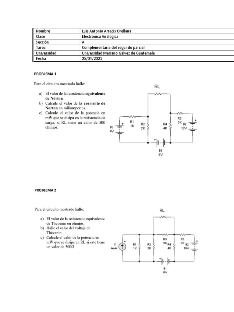 Tarea Complementaria Parcial 2 Electronica Analogica | PDF