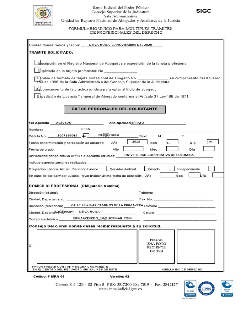 Formulario Unico | PDF | Gobierno | Poder judicial (sistema de justicia)