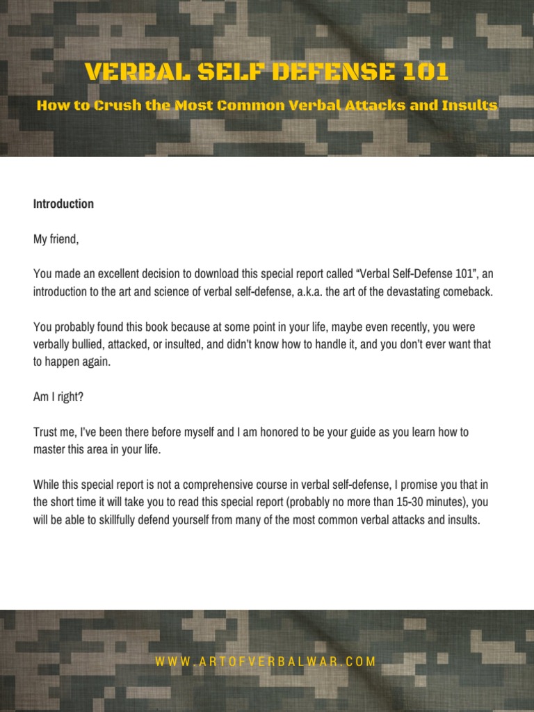 Verbal Self Defense 101: How To Crush The Most Common Verbal Attacks ...