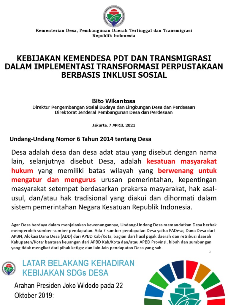 Kemendesa - Kebijakan Kemendesa PDT Dalam Implementasi Transformasi Perpustakaan Berbasis ...