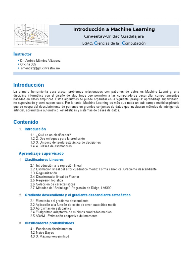 Introduccion Machine Learning | PDF | Aprendizaje automático | Algoritmos