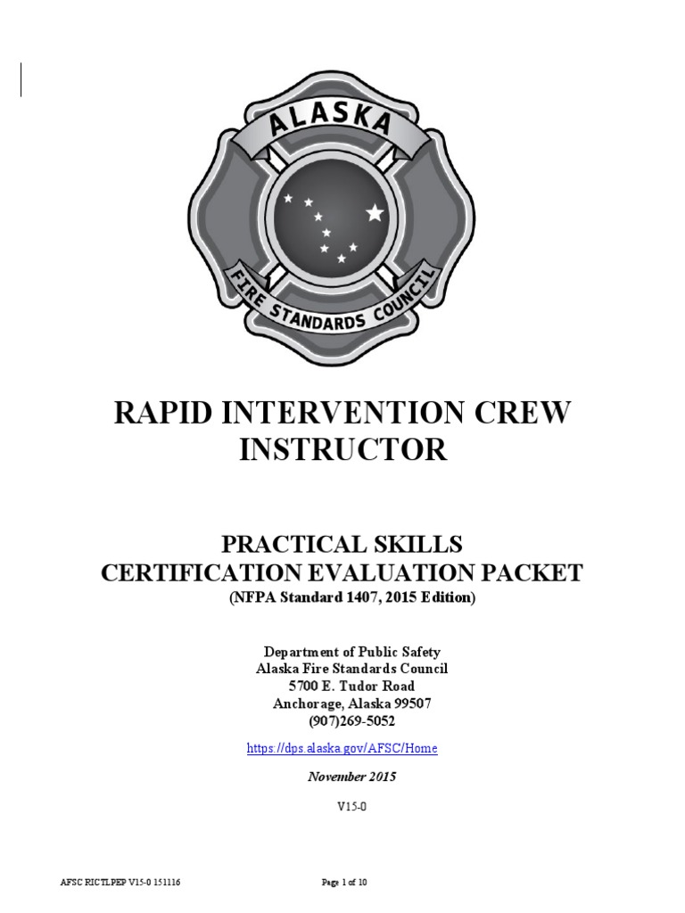 2020 RICI Skill Sheet - 1 | PDF | Firefighter | Test (Assessment)
