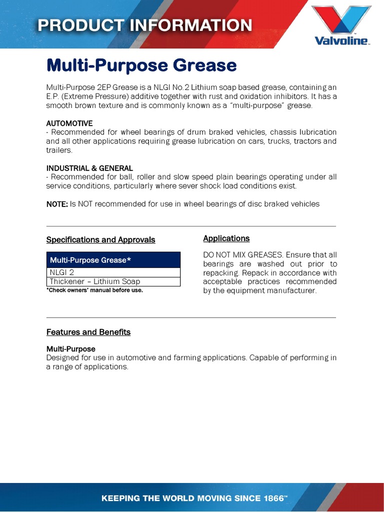 Multi-Purpose Grease: Specifications and Approvals Applications | PDF ...