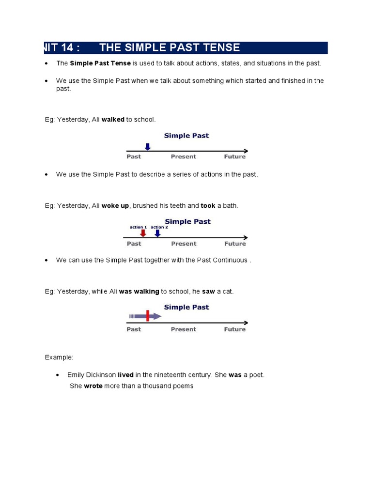 The Simple Past Tense Is Used To Talk About Actions | PDF | Grammatical ...