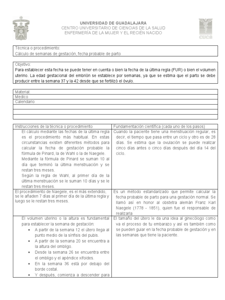Cálculo de Fecha Probable de Parto | PDF | El embarazo | Parto