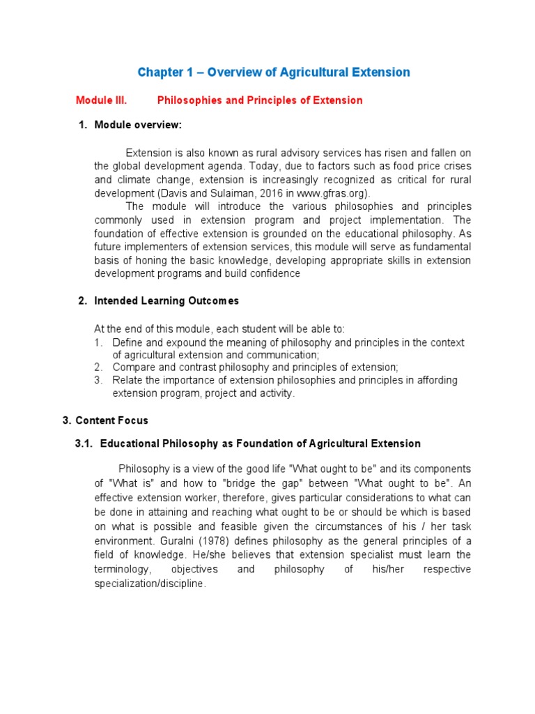 Agricultural Extension Principles | PDF | Leadership | Community