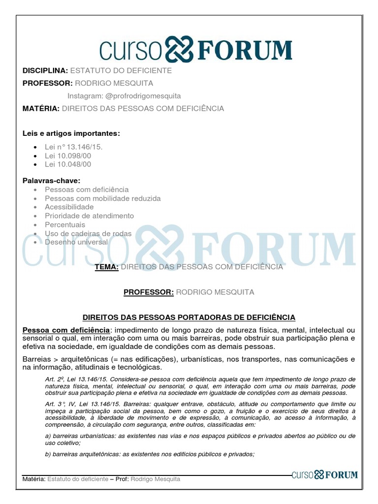 Direitos e Acessibilidade de Pessoas com Deficiência | PDF ...
