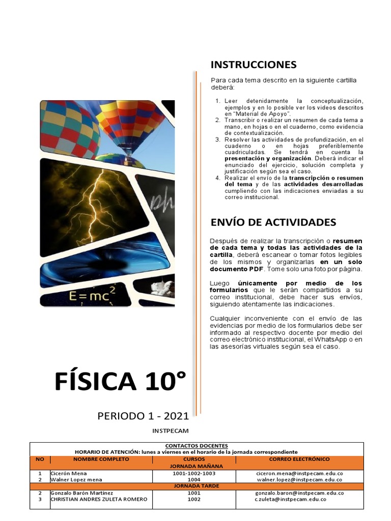 01 Guia Ciencias Naturales - Fisica 10° | PDF | Números | Ecuaciones