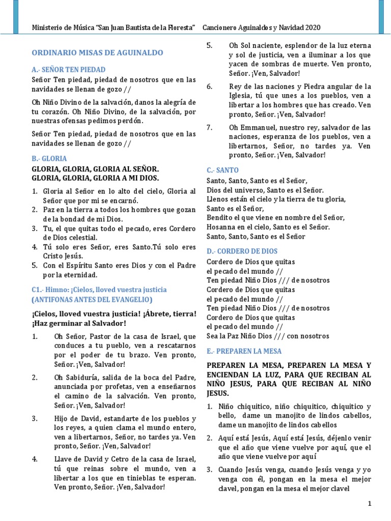 Cancionero de Aguinaldos 2020 | PDF | Cristo (título) | María, madre de ...