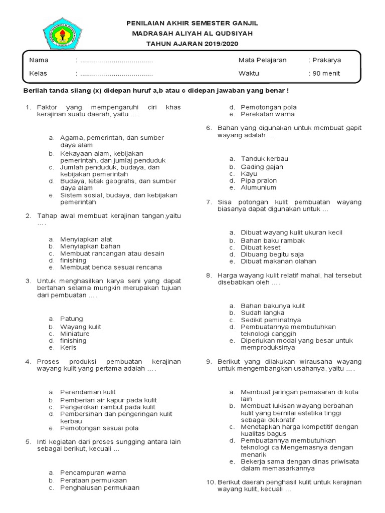 Soal Uas Prakarya | PDF