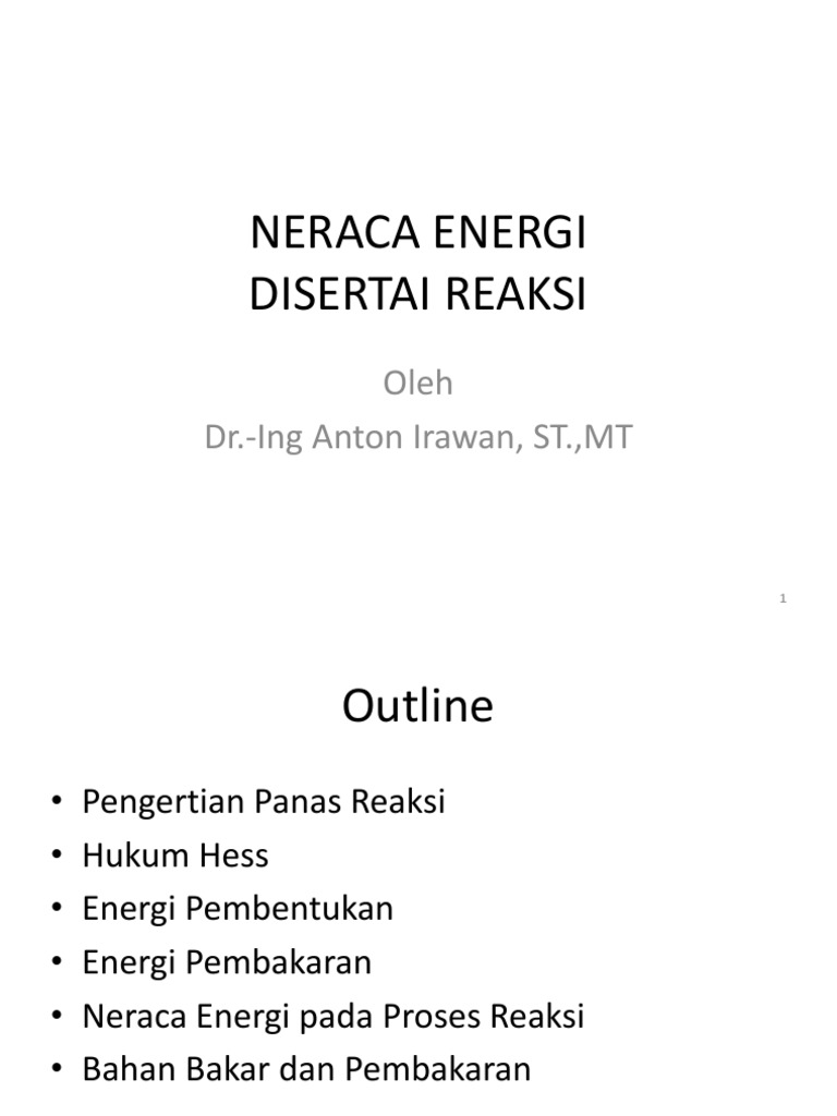 Neraca Energi dan Reaksi Kimia | PDF | Sains & Matematika