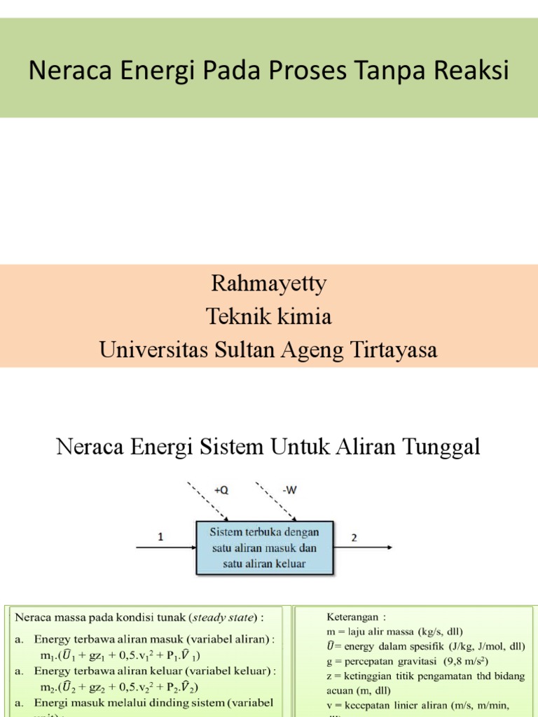 Neraca Energi Pada Proses Tanpa Reaksi | PDF