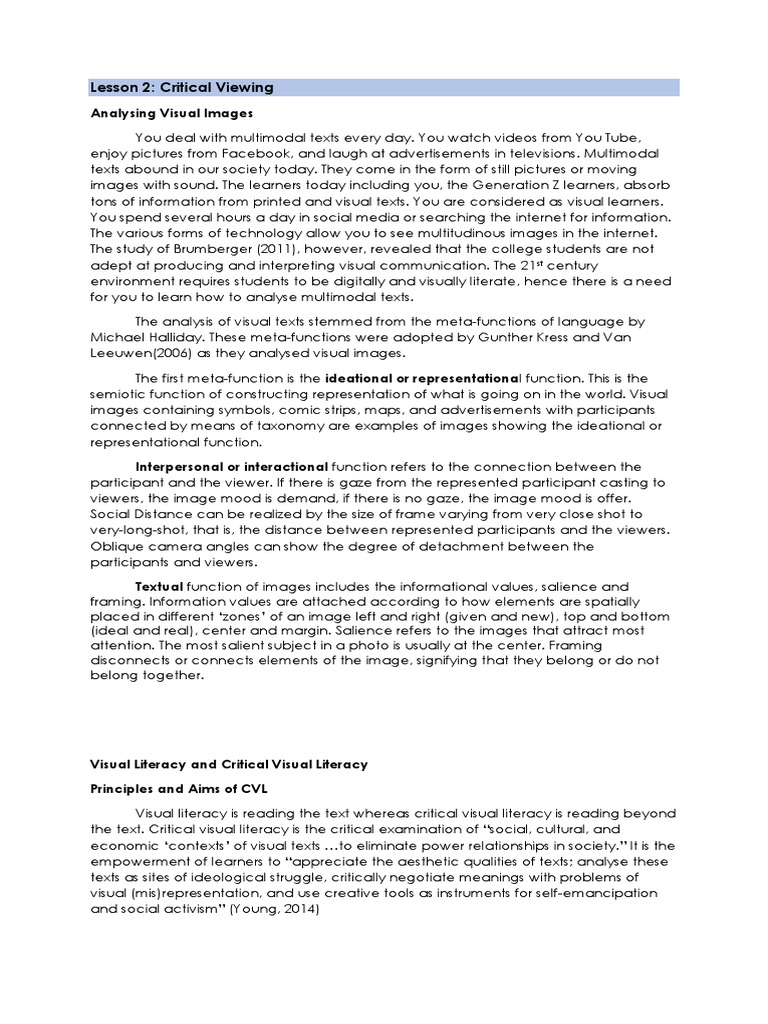 Critical Viewing Notes | PDF | Psychology | Human Communication