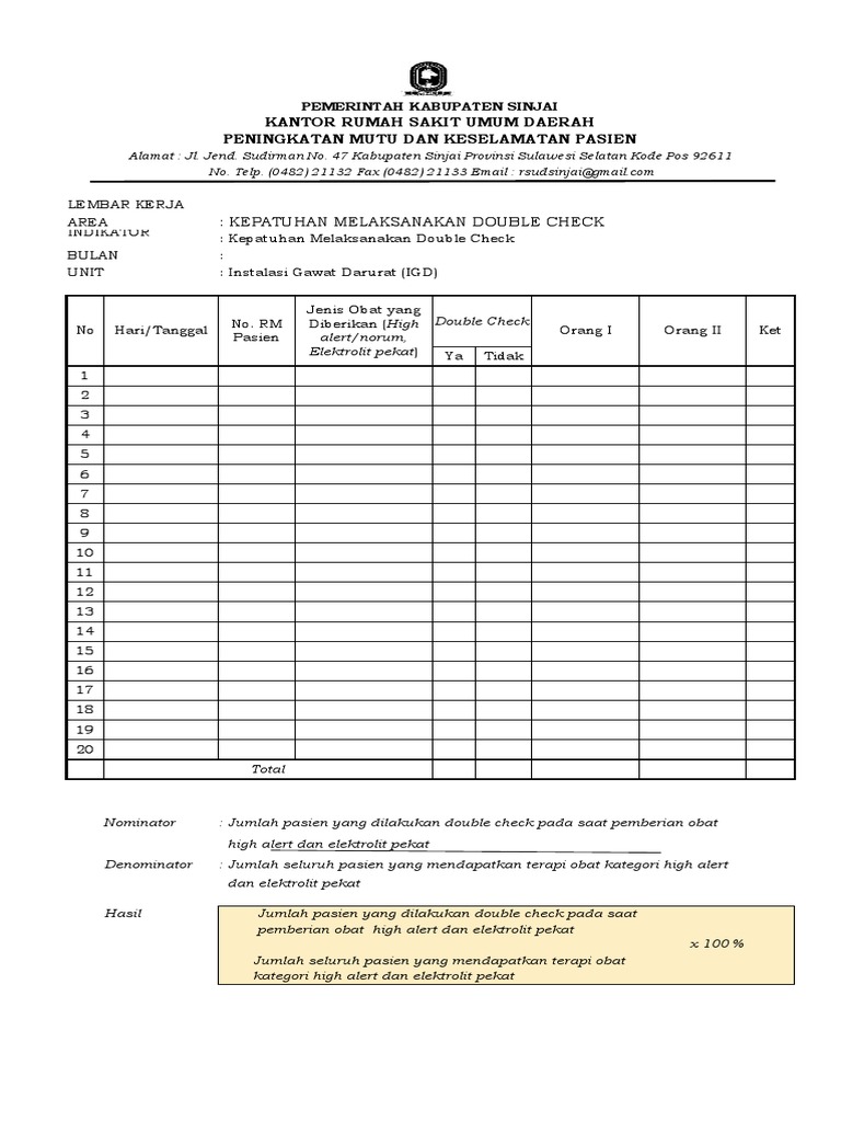 Kepatuhan Double Check Obat High Alert | PDF | Sains & Matematika
