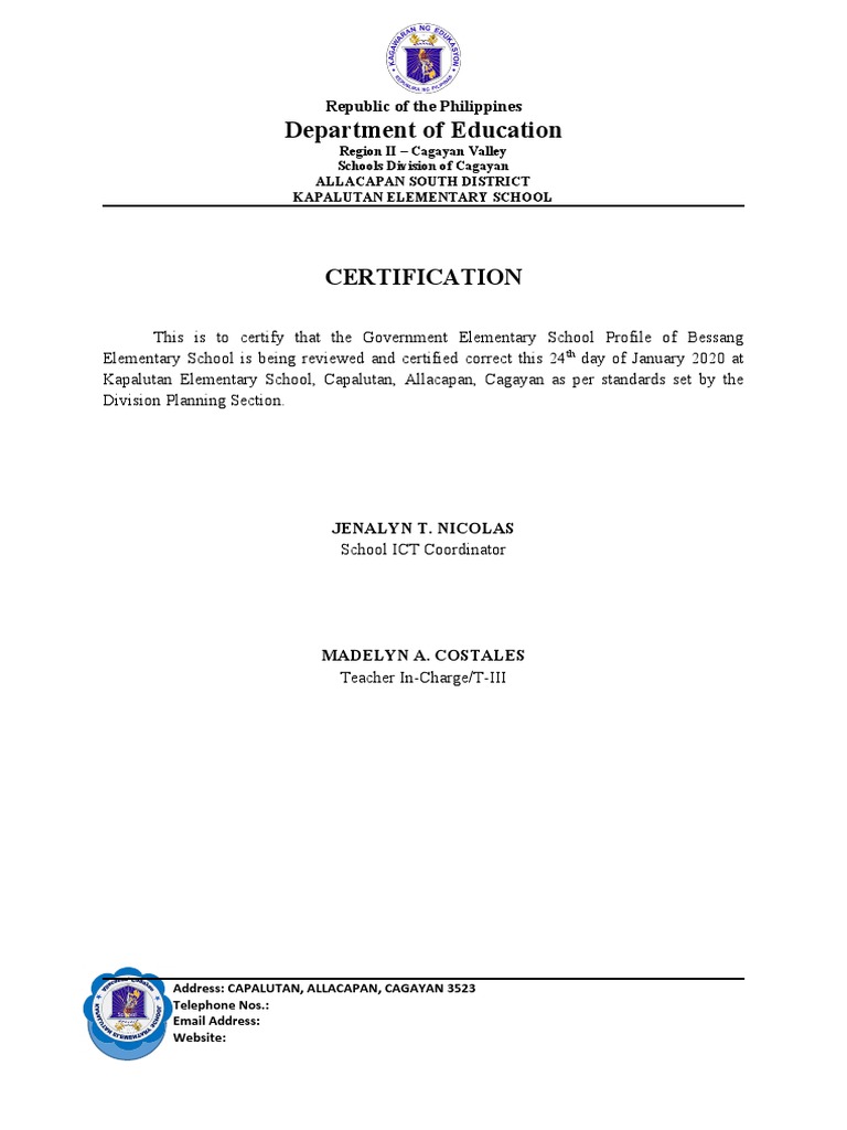 Department of Education: Certification | PDF | Government