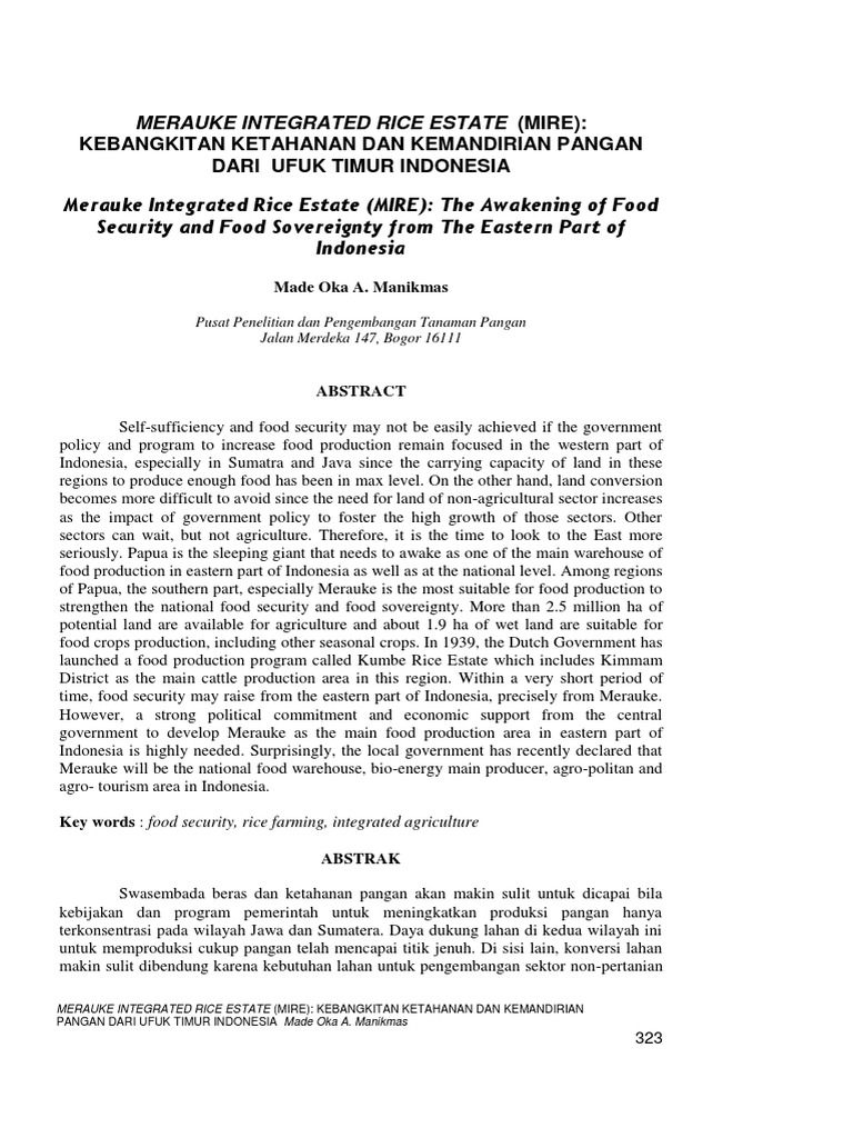 ID Merauke Integrated Rice Estate Mire Keba | PDF | Agriculture | Food ...