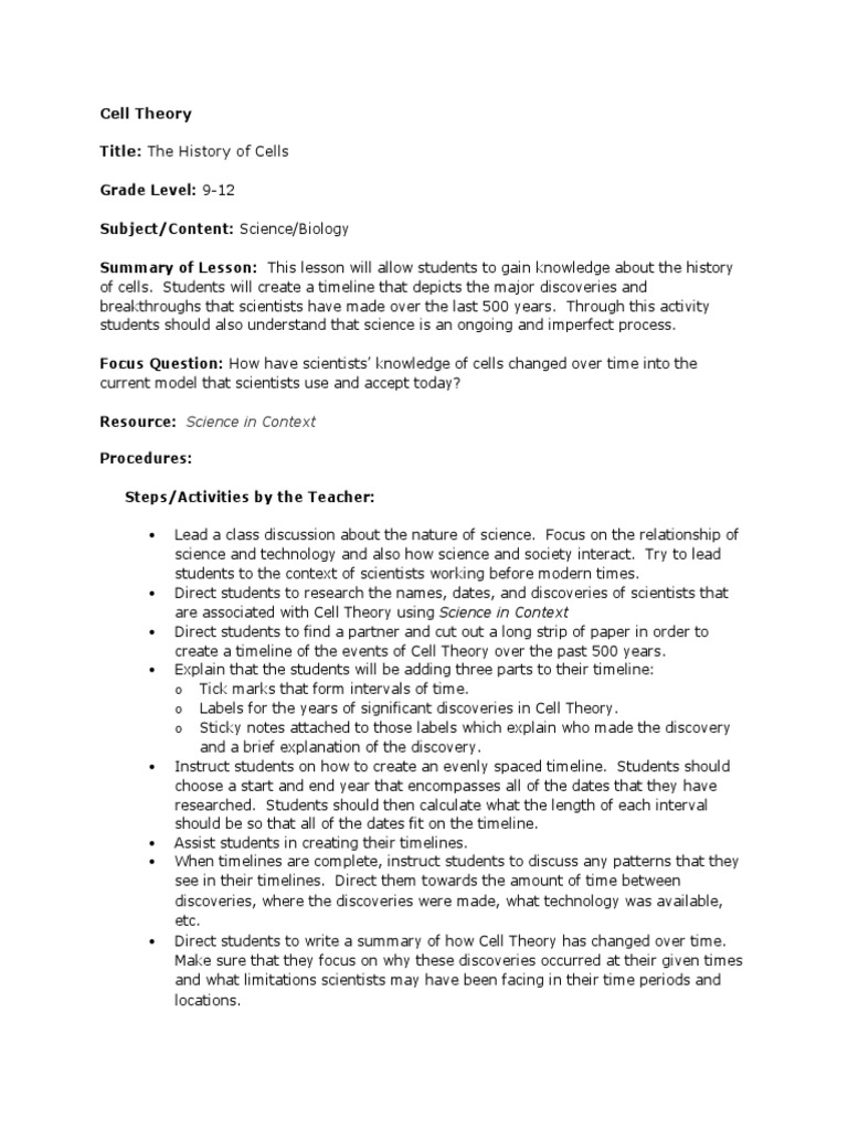 Cell Theory | PDF | Theory | Science