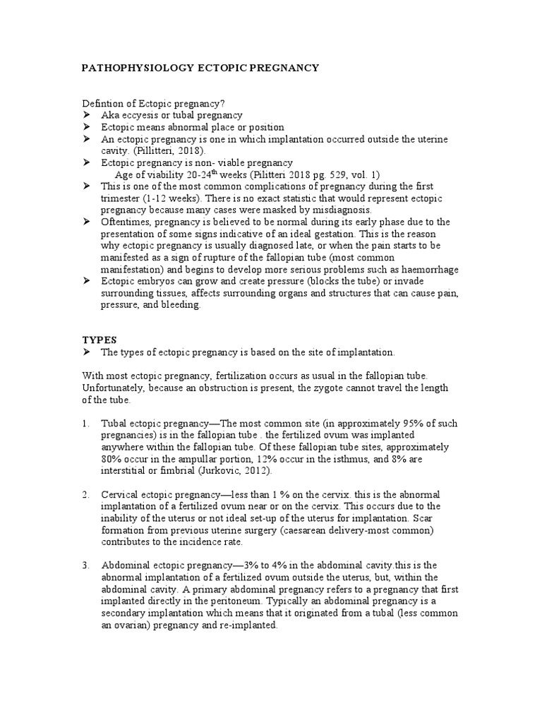 Pathophysiology of Ectopic Pregnancy | PDF | Uterus | Pregnancy