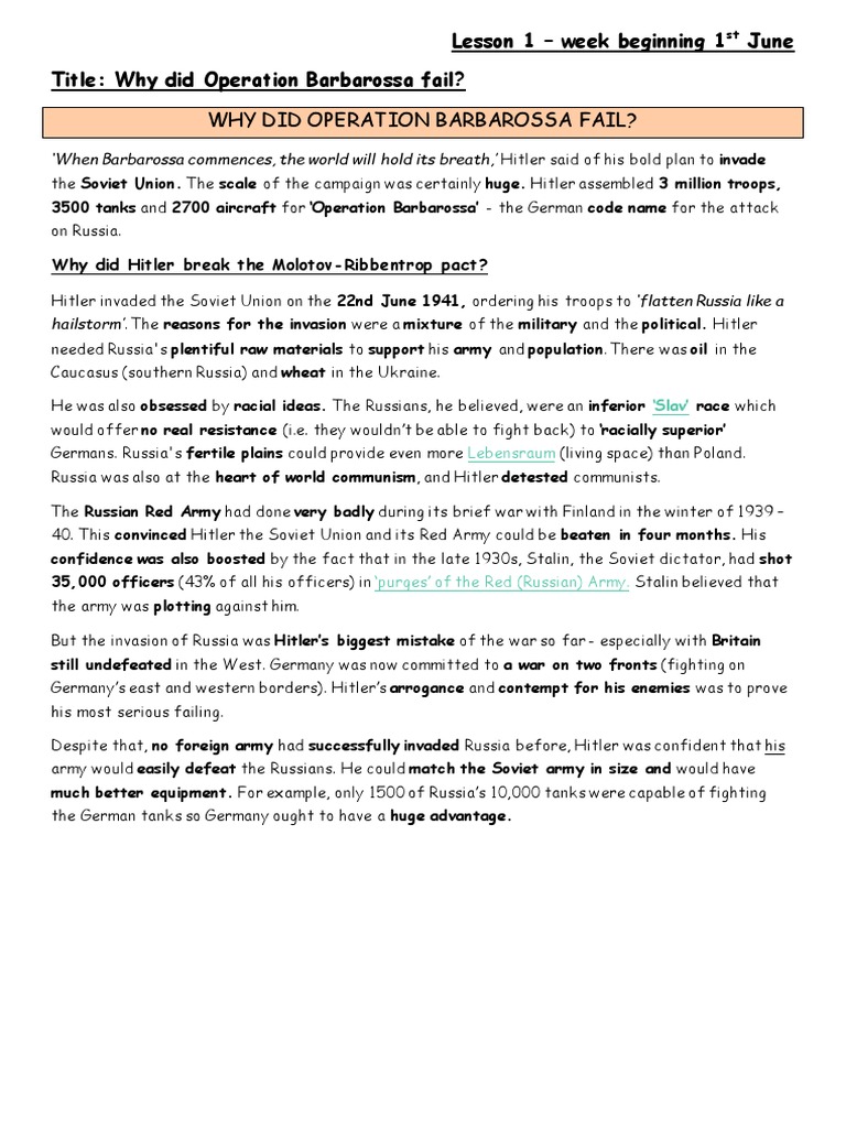 Operation Barbarossa | PDF | Operation Barbarossa | Nazi Germany
