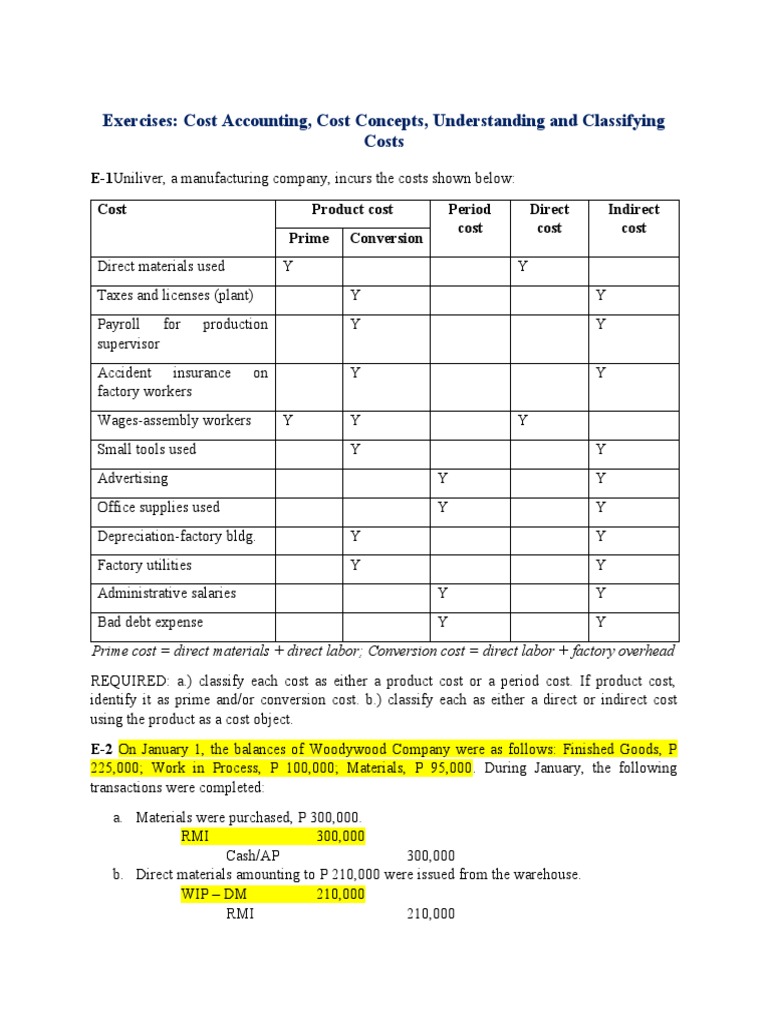 Cost Accounting Exercises | PDF | Cost Of Goods Sold | Cost