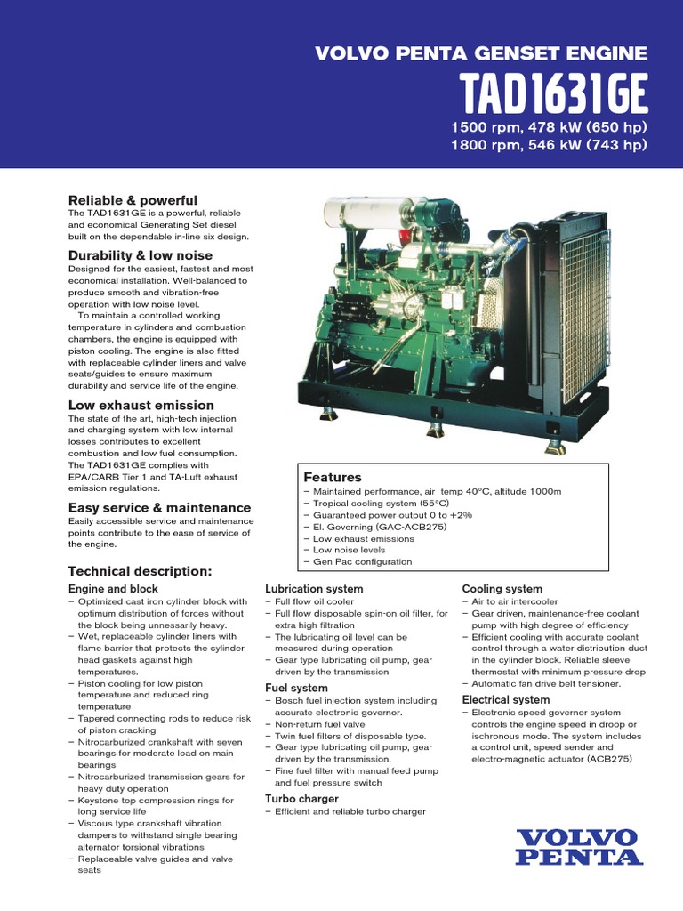 TAD1631GE | PDF | Engines | Cylinder (Engine)